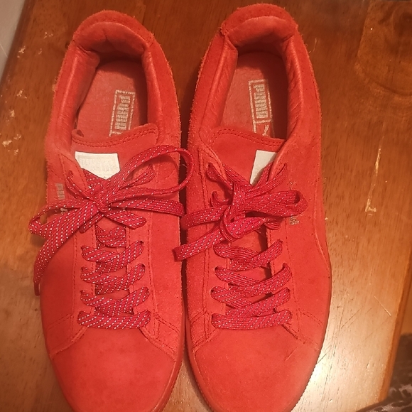 Puma | Shoes | Puma Red Suede Sneakers | Poshmark